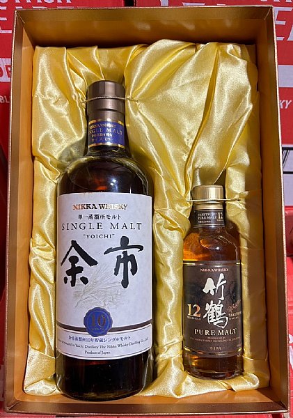 ＊明跑＊【余市10年+竹鶴12 180ml禮盒.公司】 :::P9品酒網:::